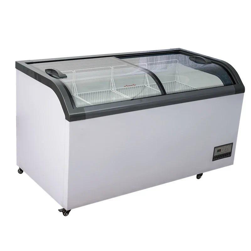 Jual Commercial Curved Top Glass Sliding Door Island Freezer Deep ...