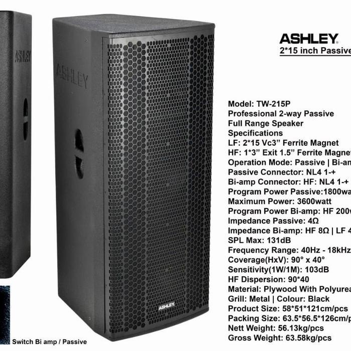 Jual SPEAKER PASIF 2X15 INCI DOUBEL WOOFER ASHLEY TW215P ASHLEY TW 215P ...