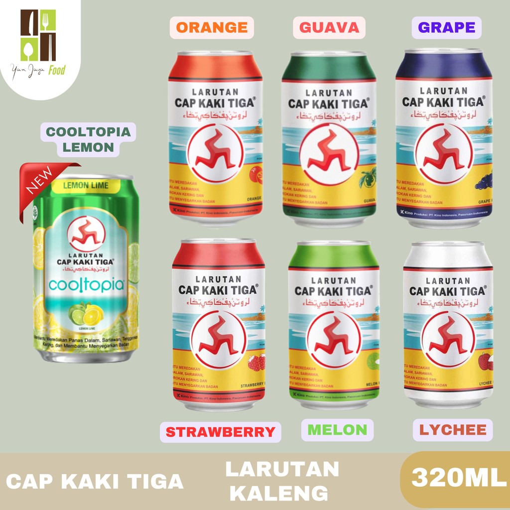 Jual Cap Kaki Tiga Larutan Kaleng 320ml / Botol Kaleng / Grape / Guava ...