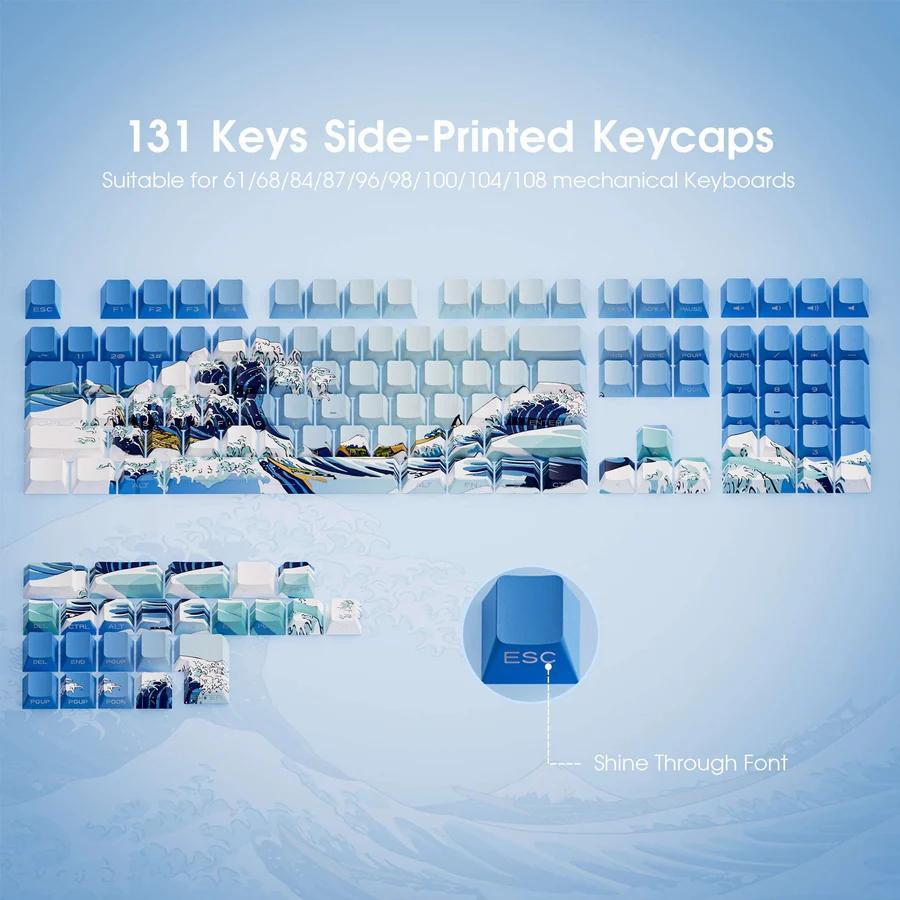 Jual XVX Blue Kanagawa Wave Keycaps Cherry Profile Dye sub Shine ...
