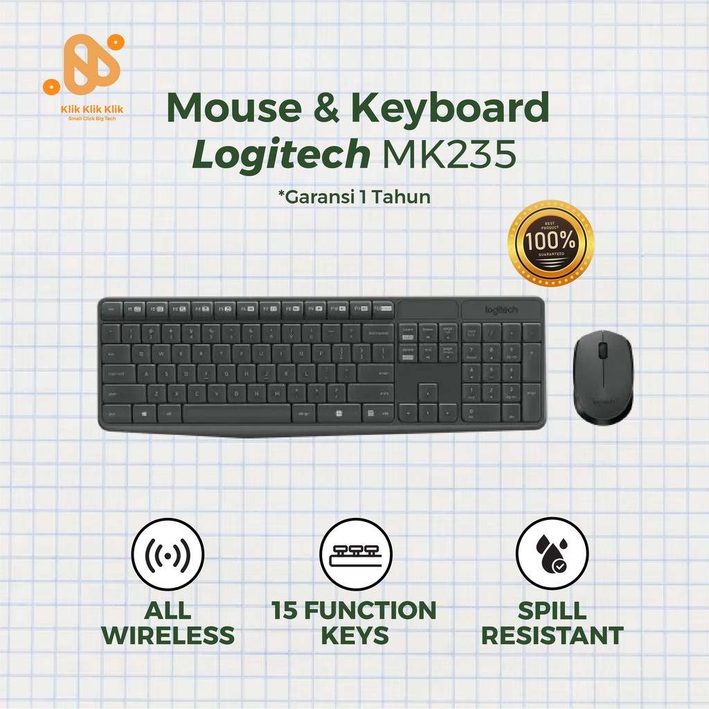 Jual Combo Logitech MK235 Wireless Keyboard Mouse Set Original Baterai ...