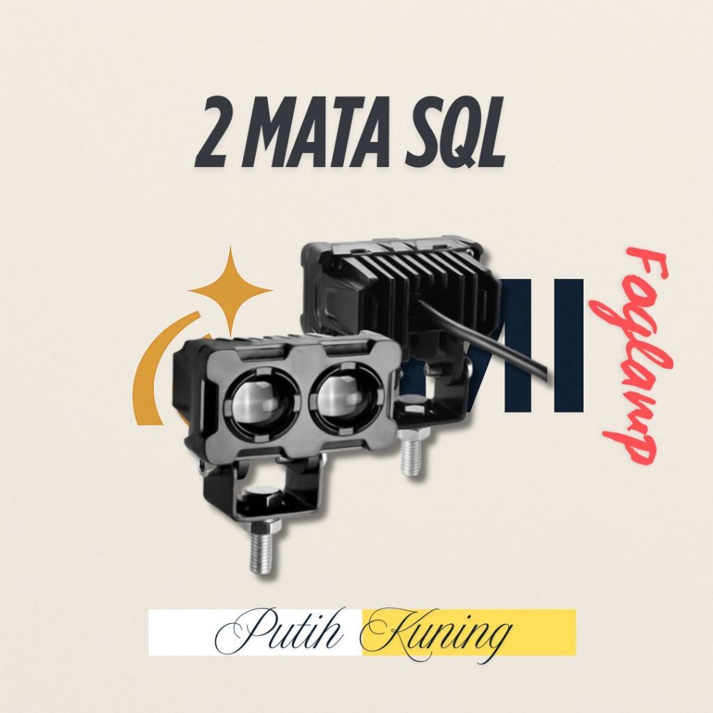 Jual Lampu Sorot LED Motor Mobil 2 Mata SQL Putih Kuning Dua Warna ...