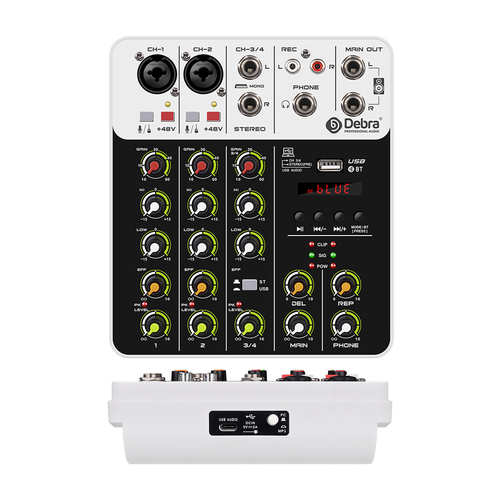 Jual Debra V4/V8 Audio Mixer DJ Controller with Bluetooth USB 48V ...