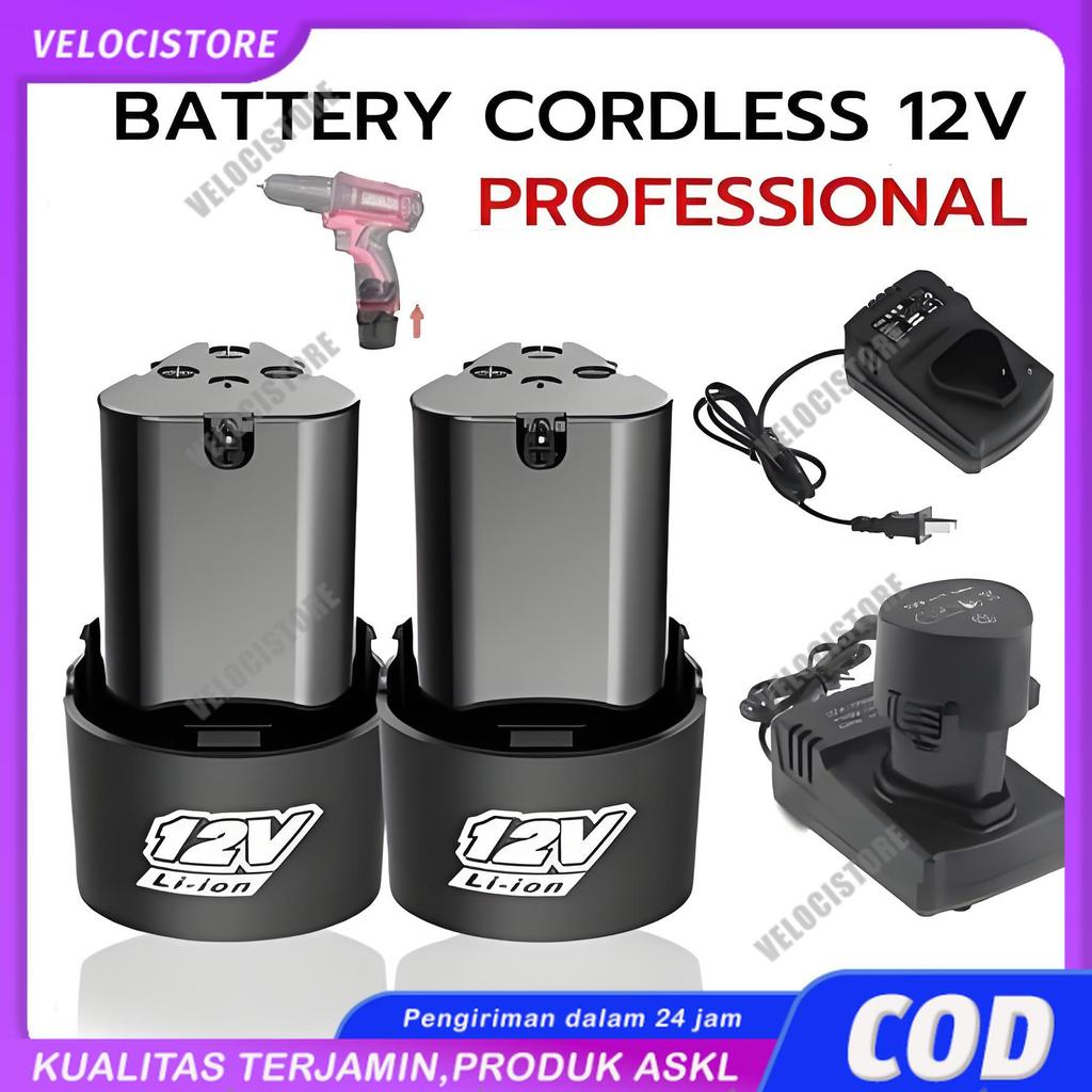 Jual COD 2PCS Baterai Mesin Bor Cas 12V 1300mAh + Charger / Baterai ...