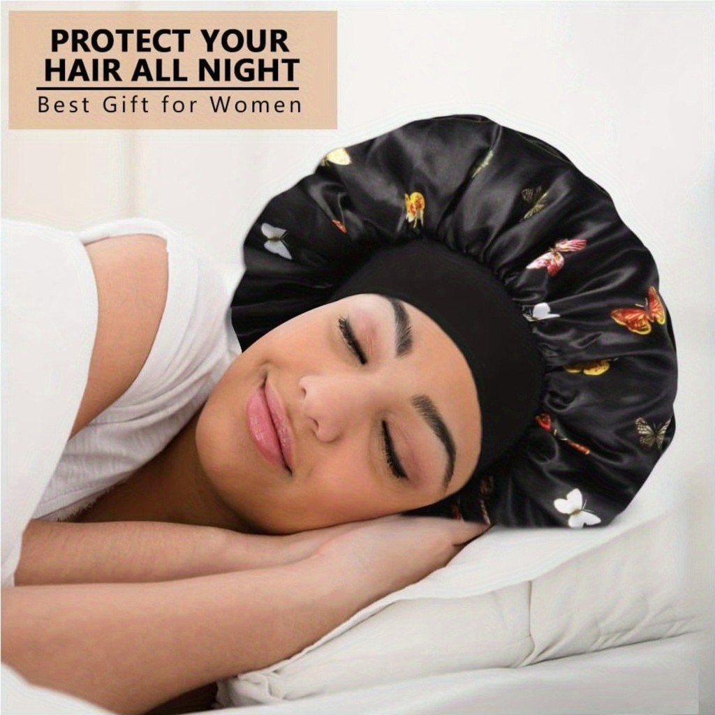 Jual Sleeping Bonnets for Women Cute Butterfly Leopard Print Silky Hair ...
