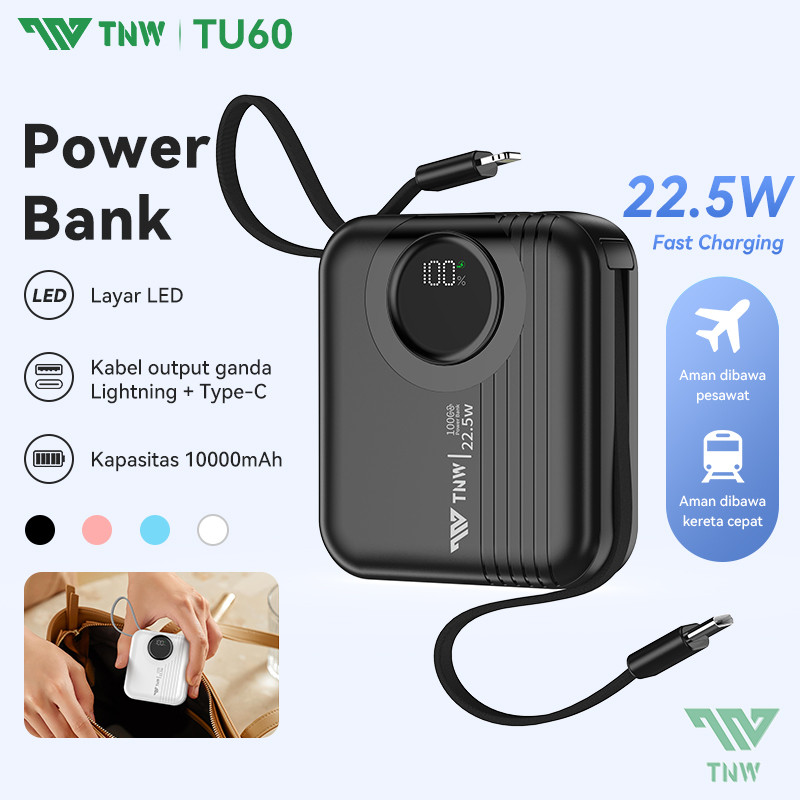 Jual TNW TU60 Mini PowerBank 10000mAh 22.5W Fast Charging Built in Dual ...