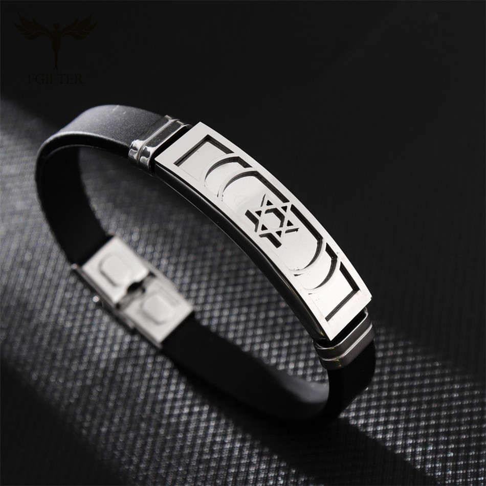Jual Israel Jewish Jewelry David Star Bracelets Natural Color Stainless ...