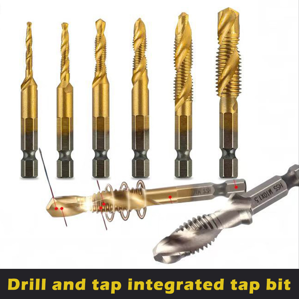 Jual MS 6PCS Mata Bor Pembuat Ulir Drat Drill Tap Set Hex Twist Spiral ...