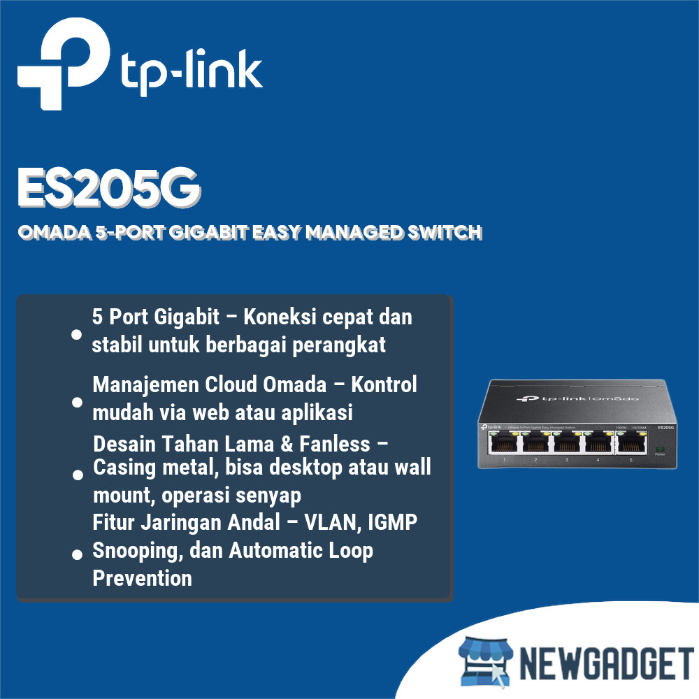 Jual TP-LINK ES205G OMADA 5-PORT GIGABIT EASY MANAGED SWITCH | Shopee ...