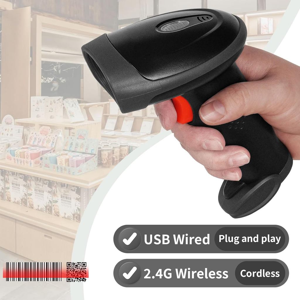Jual Barcode Scanner 2.4G Wireless 1D 2D QR Bar Code Reader USB Wired ...