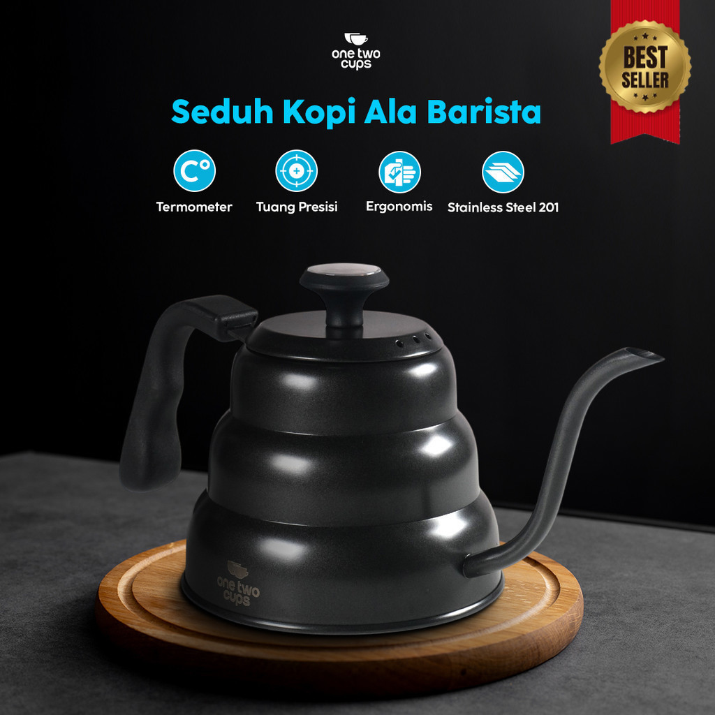 Jual One Two Cups Teko Kopi Leher Angsa Pour Over Kettle Thermometer 1L ...