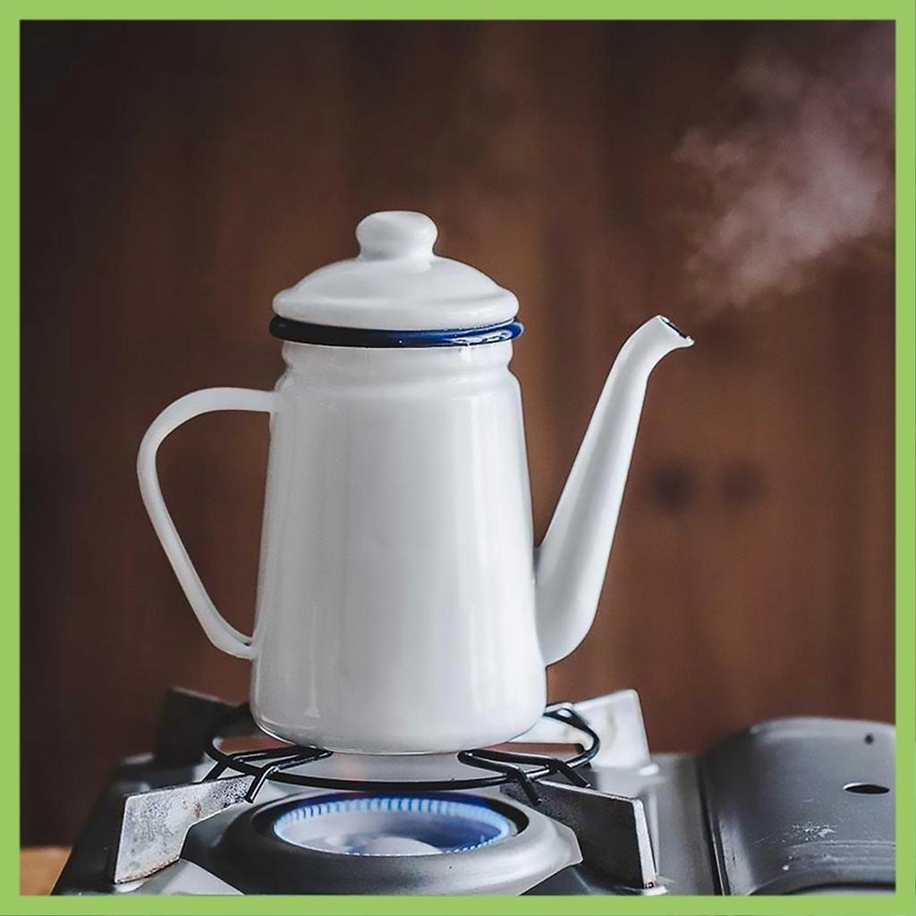 Jual 1.1L High-Grade Enamel Coffee Pot Pour Over Milk Water Jug Pitcher ...