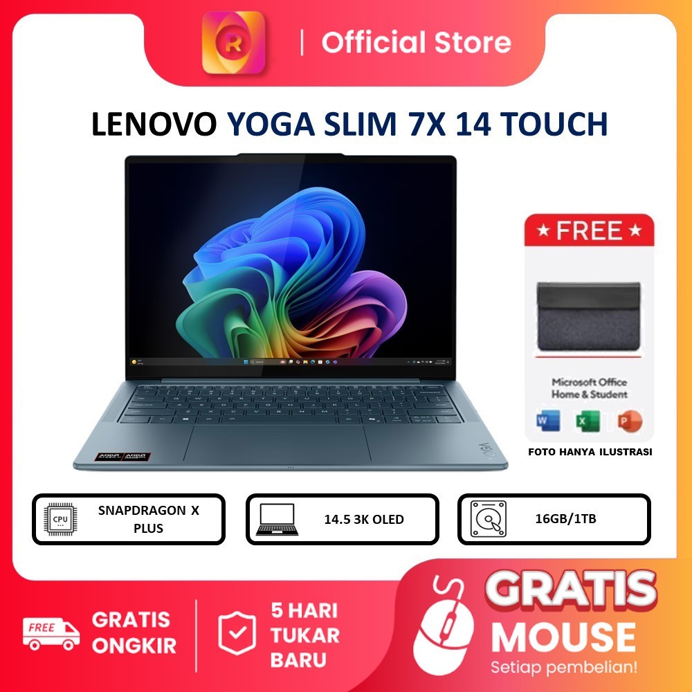 Jual LENOVO YOGA SLIM 7X 14 TOUCH OLED SNAPDRAGON X PLUS X1P 64100 16GB ...