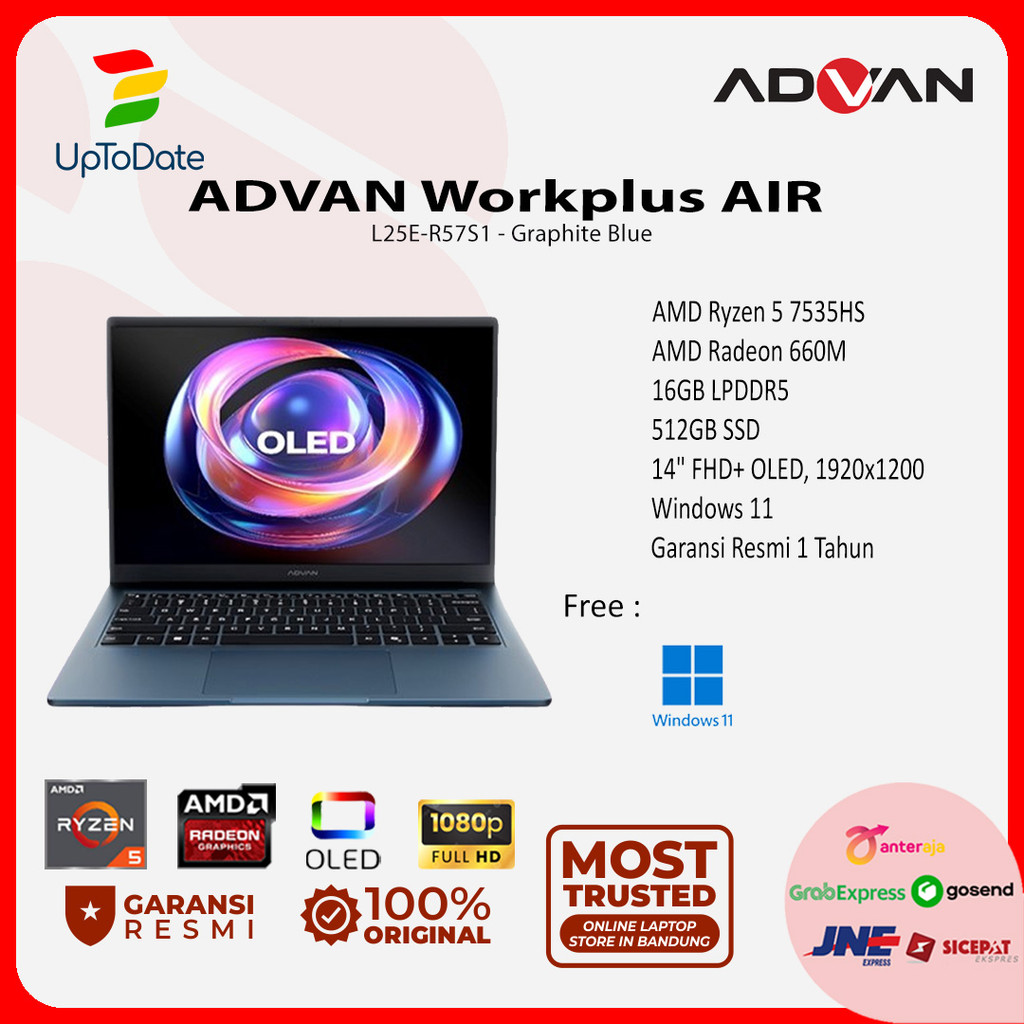 Jual Advan WorkPlus Air L25E-R57S1 Ryzen 5-7535HS 16GB 512GB SSD Win11 ...