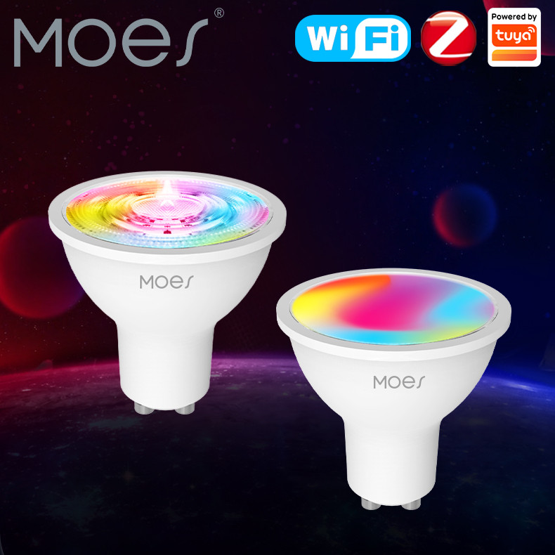 Jual MOES Tuya ZigBee GU10 WIFI Smart LED Bulbs RGB C+W White 5W mmable ...