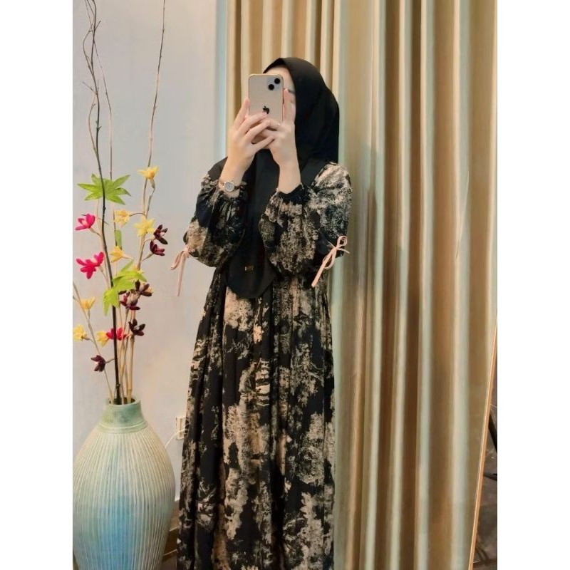Jual Branda Busana Wanita Dress Anjani Tangan Pita Terbaru Midi Dress ...