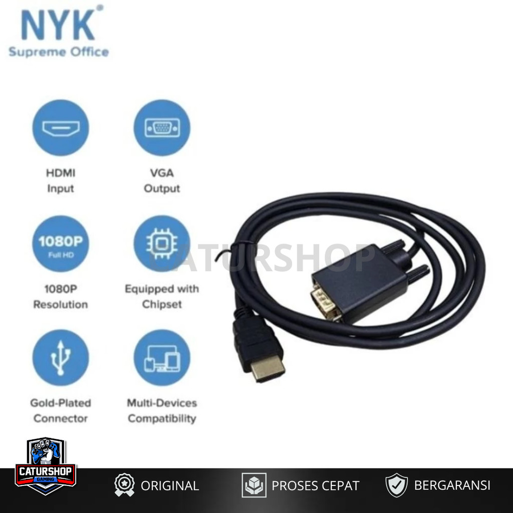 Jual Kabel HDMI Male to VGA Male NYK 1.8 Meter 1.8M Converter Adapter ...