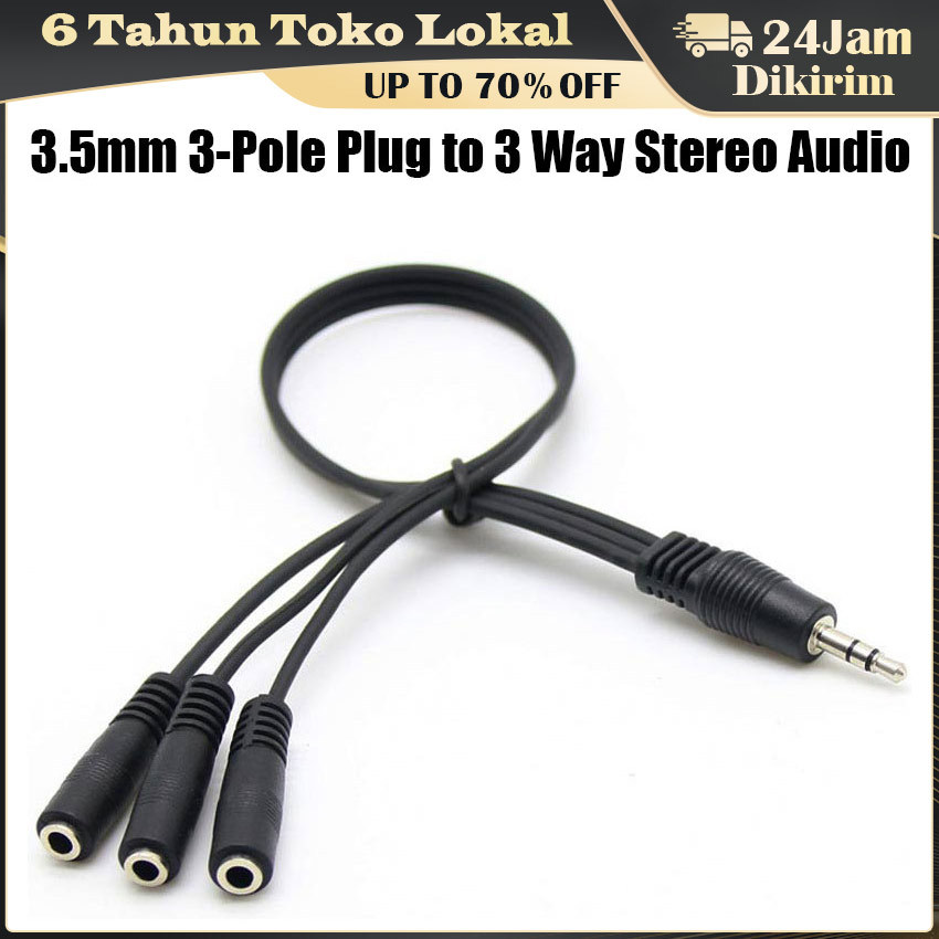 Jual Kabel Audio Splitter 3.5mm Stereo 1 ke 3 Female / Pembagi ...