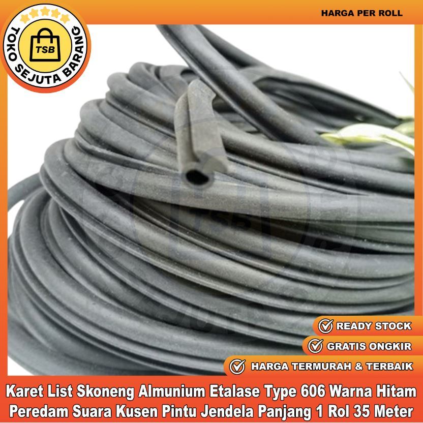 Jual List Karet Stoper 606 Hitam Putih Kusen Pintu Jendela Panjang 1 ...