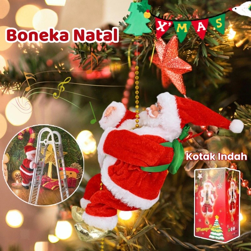 Jual Boneka Santa Natal Gerak Elektrik Lampu Musik Joged / Santa Claus ...