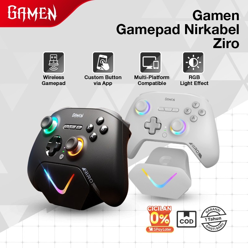 Jual GAMEN ZIRO Gamepad Wireless Bluetooth Joystick RGB Hall Effect ...