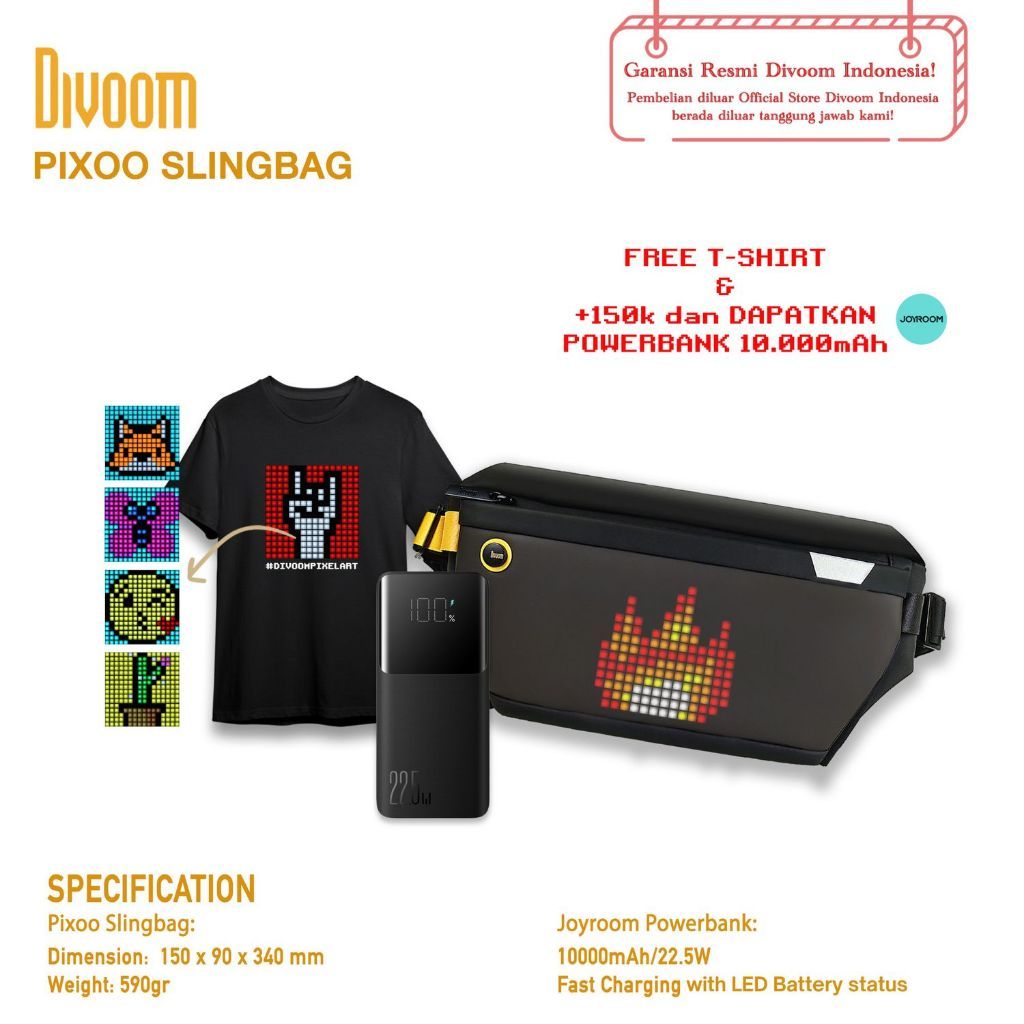 Jual Gaya Outfit NEW Divoom Slingbag GEN-4 + Powerbank 10.000 mAh ...