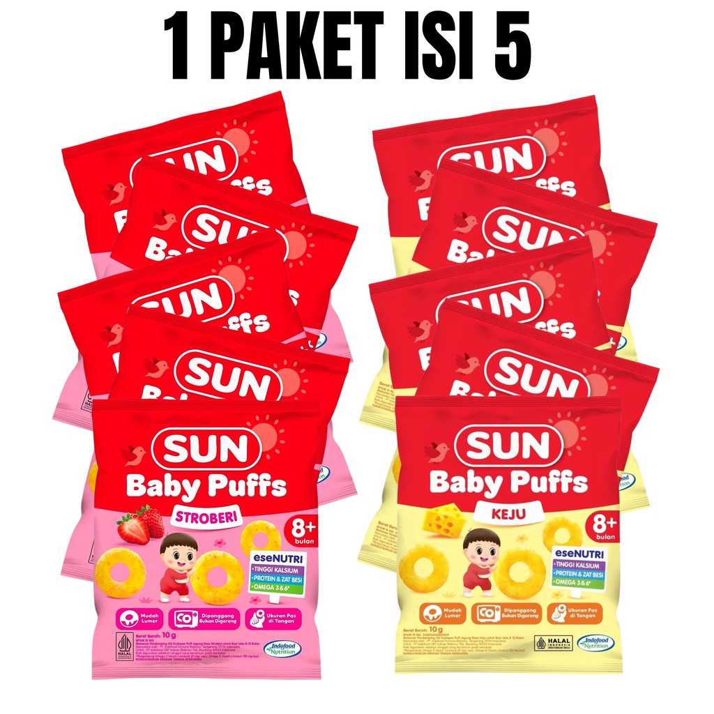 Jual Sun Bayi Puff Snack Bayi Cemilan Anak 1 Paket Isi 5 Pcs Enak Sehat ...