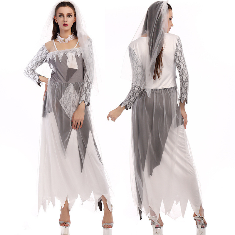 Jual Ghost Bride Halloween Costume Masquerade Scary, Skeleton Vampire ...