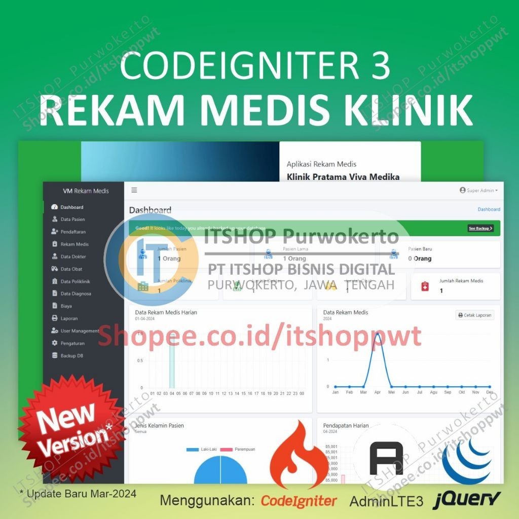 Jual Source Code Aplikasi Web Rekam Medis Klinik Menggunakan CodeIgniter 3 | Shopee Indonesia