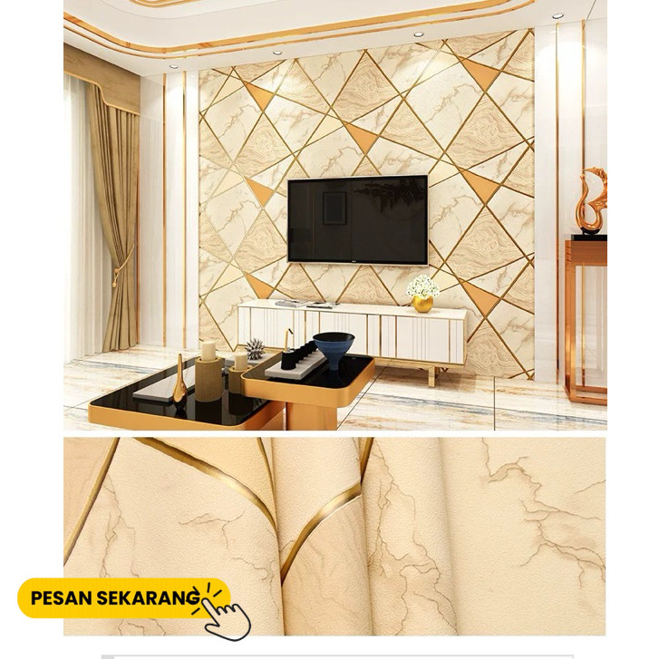 Jual Wallpaper Sticker Dinding Marmer Kuning Krem Panjang 8 Meter x ...
