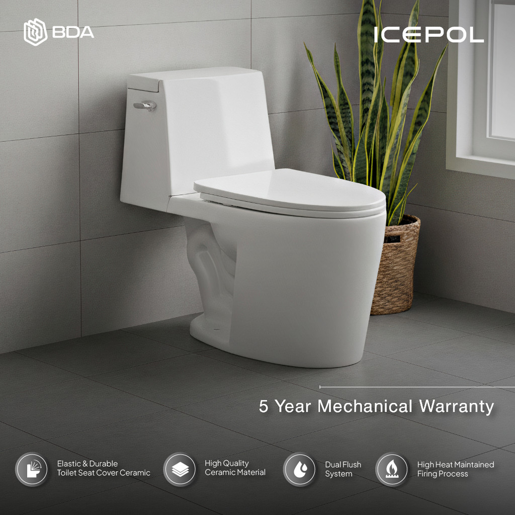 Jual Icepol Kloset Toilet WC Duduk Two Piece Single Flush Closet Desain ...