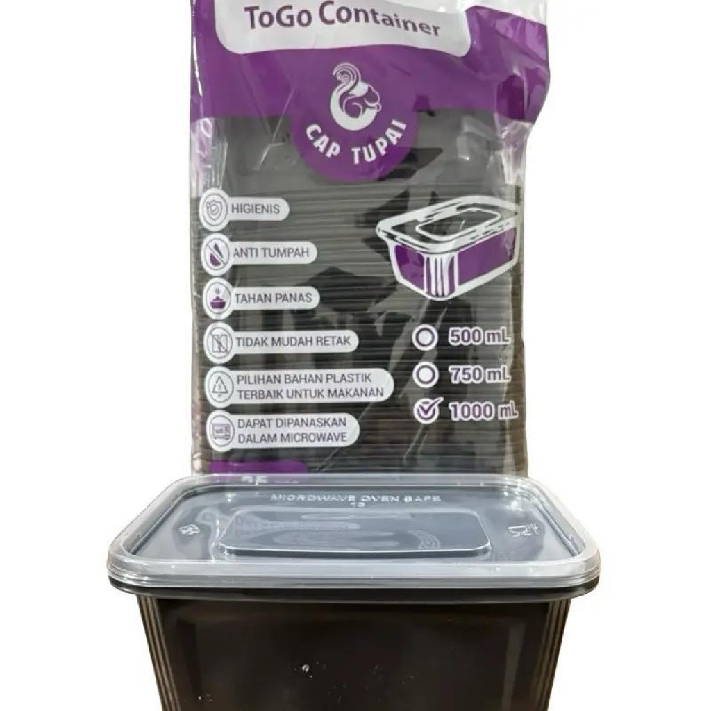 Jual (SHOPME) Thinwall Cap Tupai 1000 REC Hitam Isi 25 Pcs Kotak Makan ...