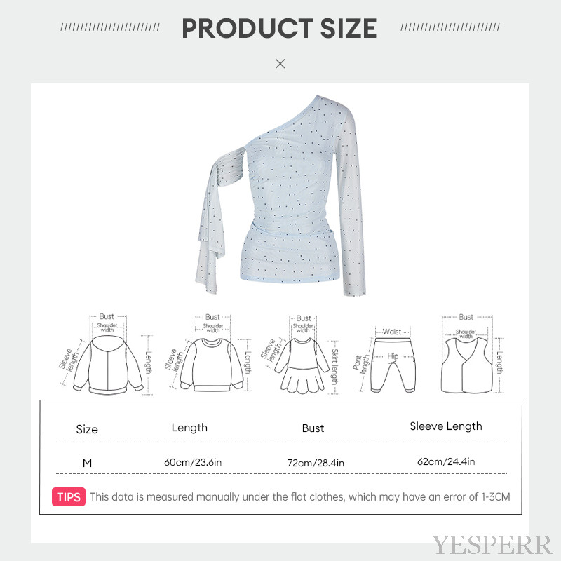 Jual Polka Dot Off Shoulder Top Wanita Slim Fitting Kemeja Bottoming ...