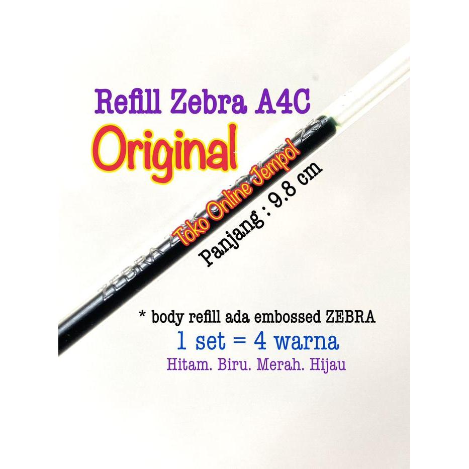 Jual REFILL A4C isi ulang zebra pulpen 4 warna Unique A4C 0.7 mm 4 ...