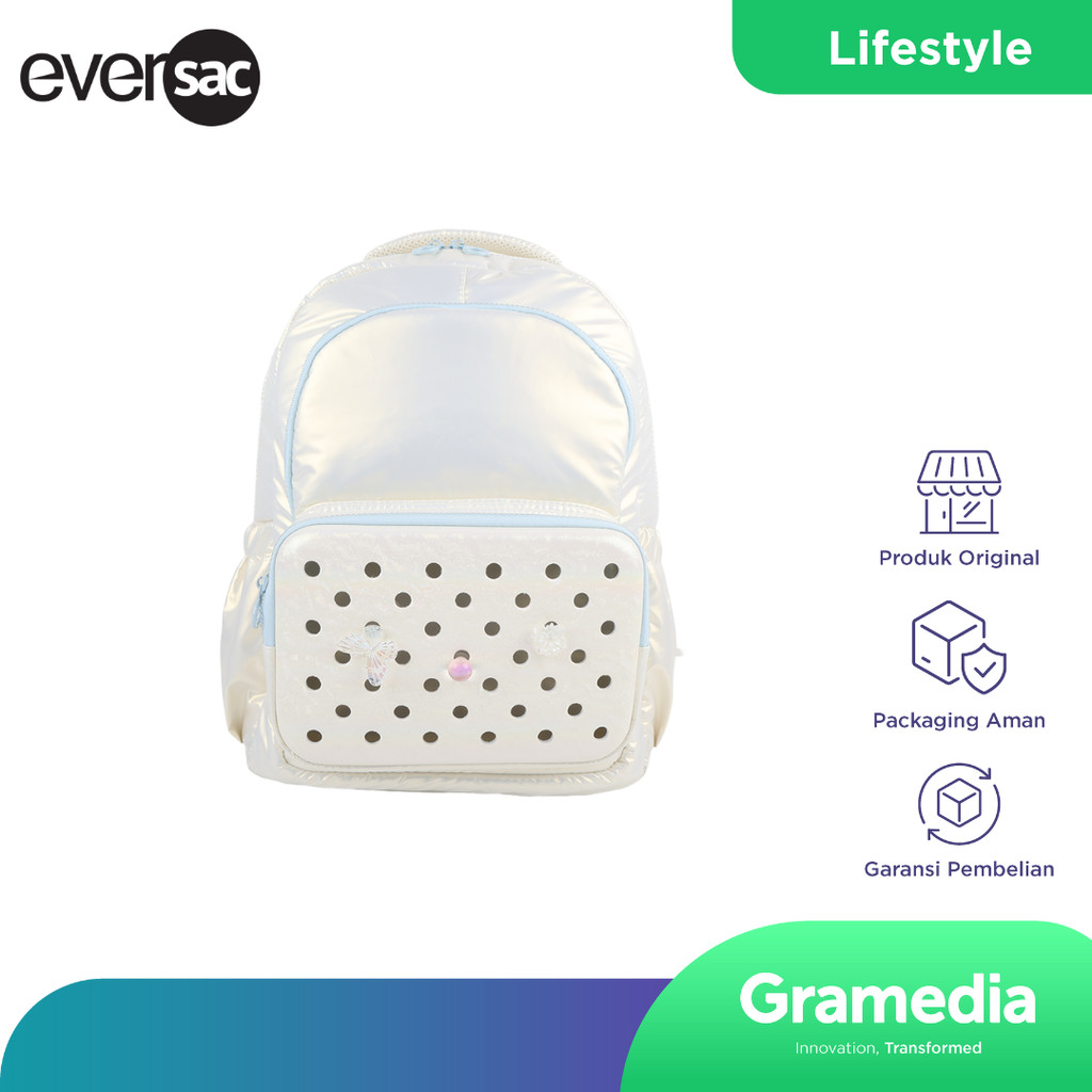 Jual Eversac Backpack Pearl Silver With Charm | Shopee Indonesia