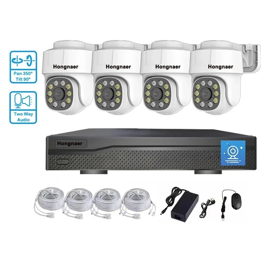 Jual Hongnaer 5MP Eseecloud Two Way Audio 4CH Outdoor POE Surveillance System NVR CCTV Kit ...