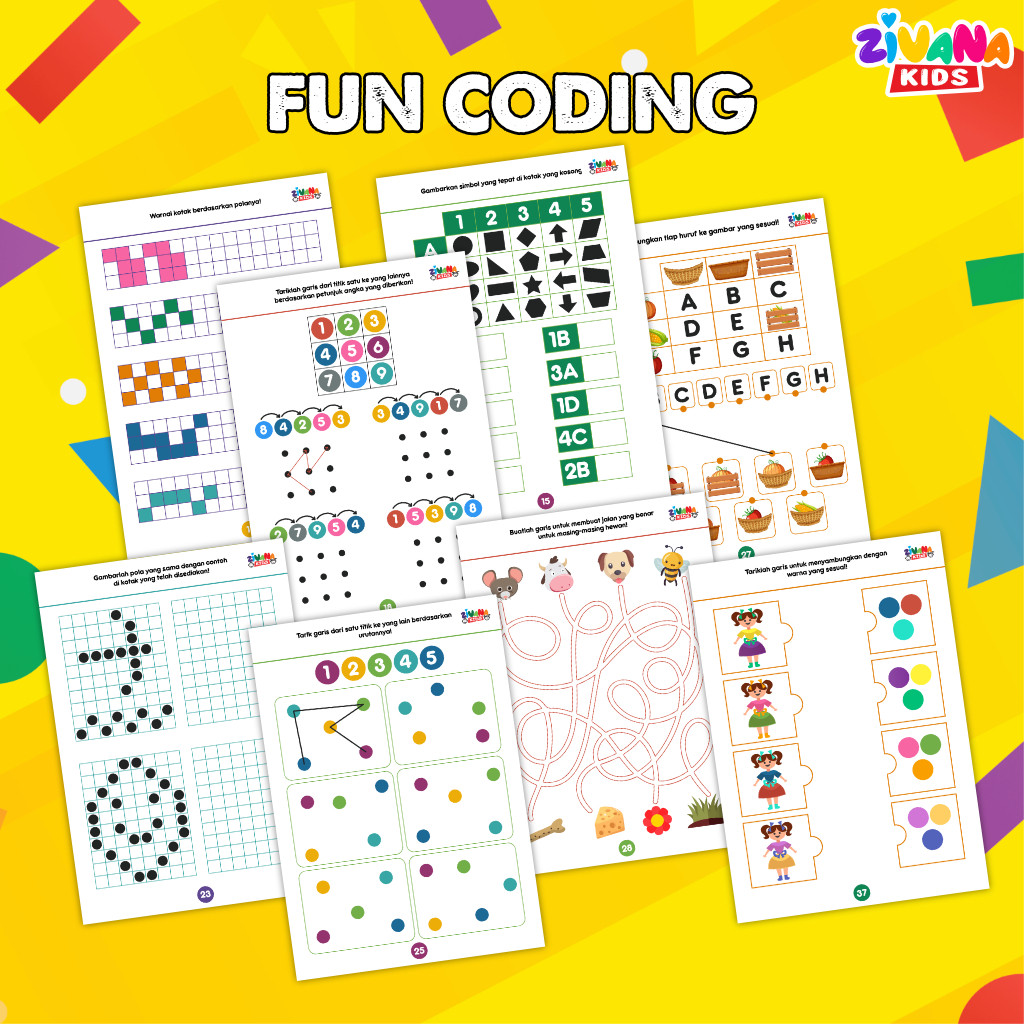 Jual ZIVANA KIDS - Fun Coding Worksheet Anak Lembar Kerja TK PAUD SD ...