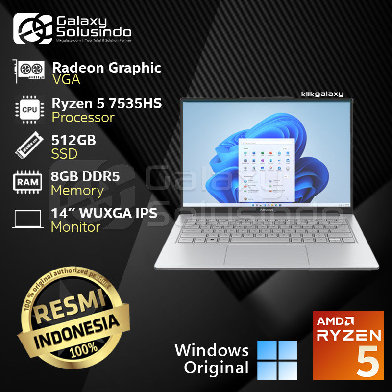 Jual ADVAN WORKPLUS Heritage Polos Ryzen 5 7535HS 512GB SSD 8GB Ram ...
