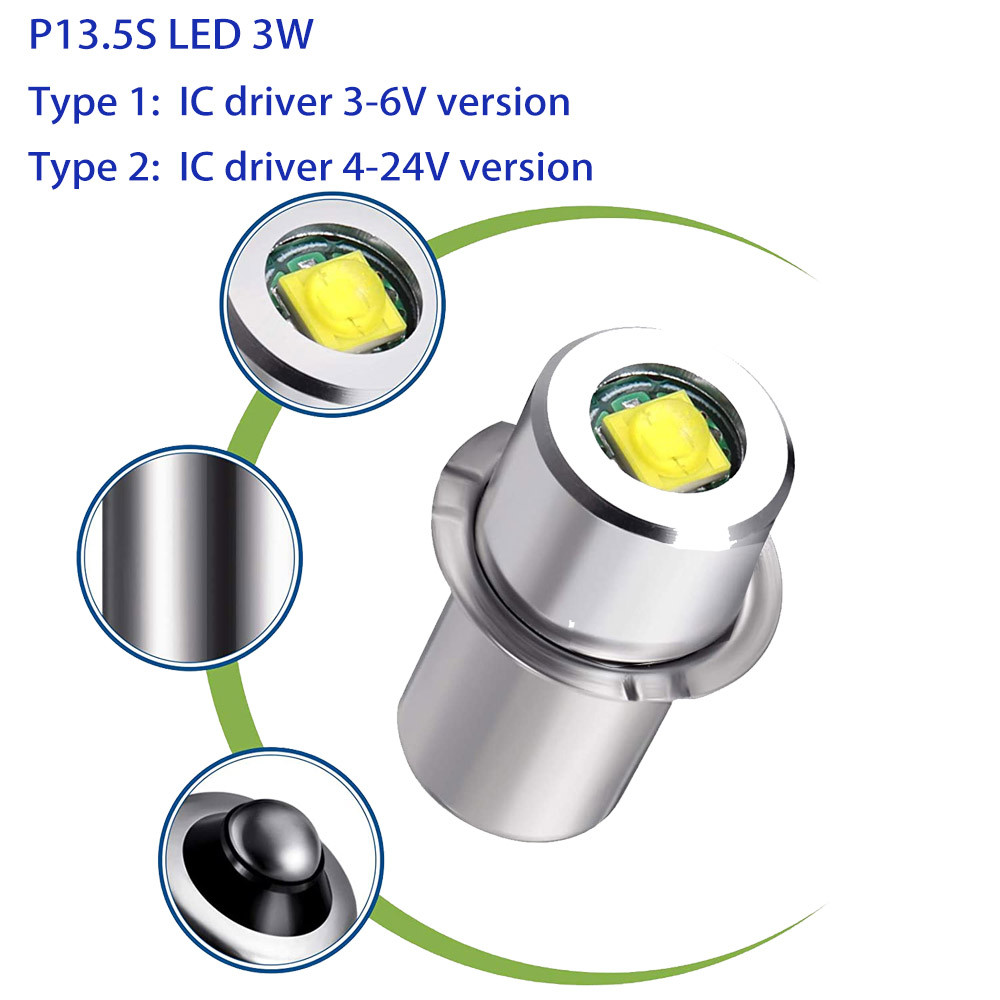 Jual P13.5S Mag Light LED Bulb 3-16 C&D Cells Maglite Torch Flashlight ...