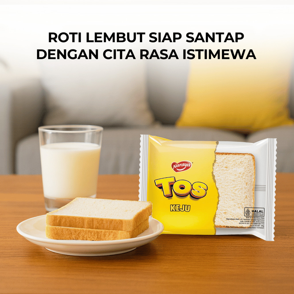 Jual NARAYA TOS 60gr Roti Isi Melimpah Halal BPOM Rasa Coklat / Keju ...