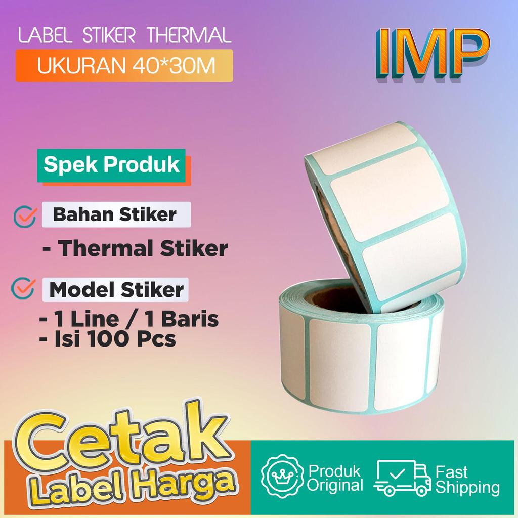 Jual Kertas Label Stiker Thermal 40x30mm Isi 100 | Shopee Indonesia