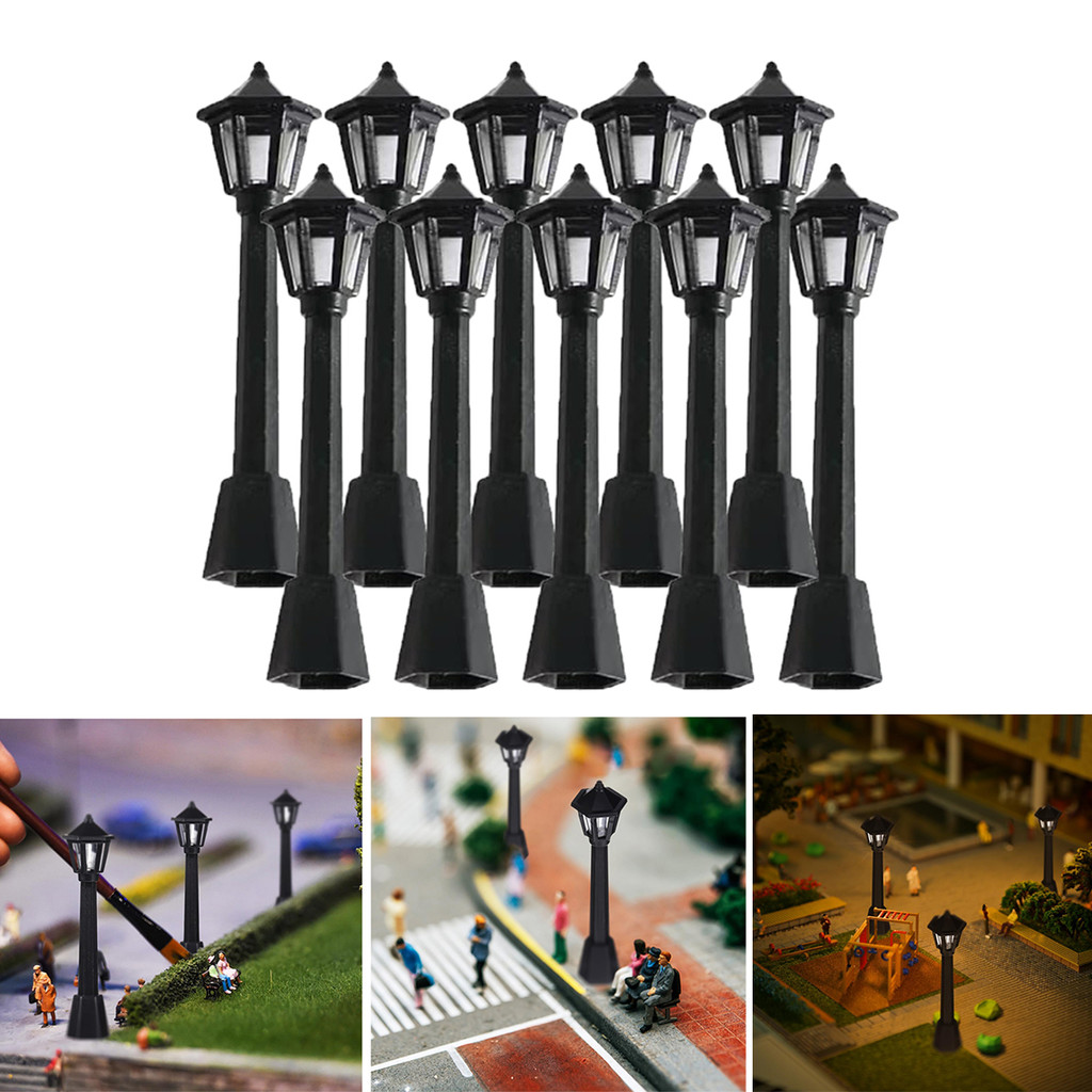 Jual 5/10pcs Mini Miniature Street Light Model Black Lamp Outdoor ...