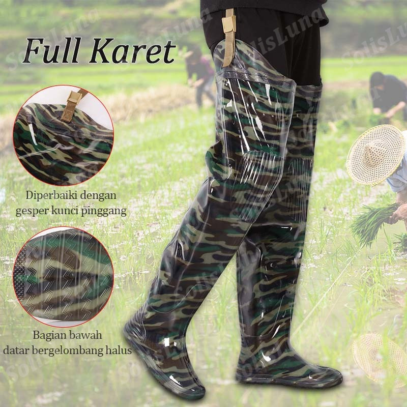 Jual 80CM Sepatu Boots Full Karet Petani Sawah Panjang Pria Super Awet ...