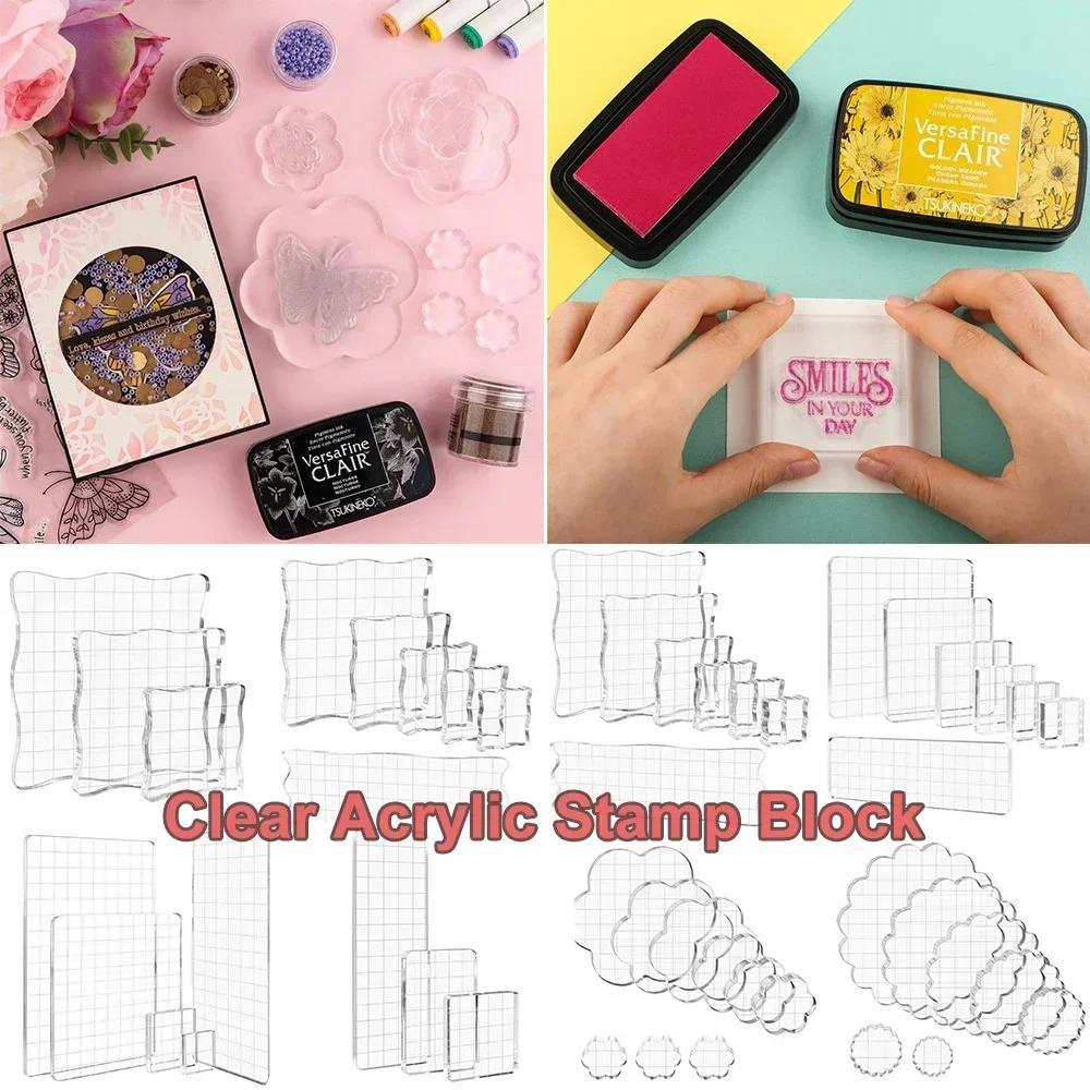 Jual 3-9pcs/set Clear Acrylic Stamp Blocks Kit With Grid Lines Get ...