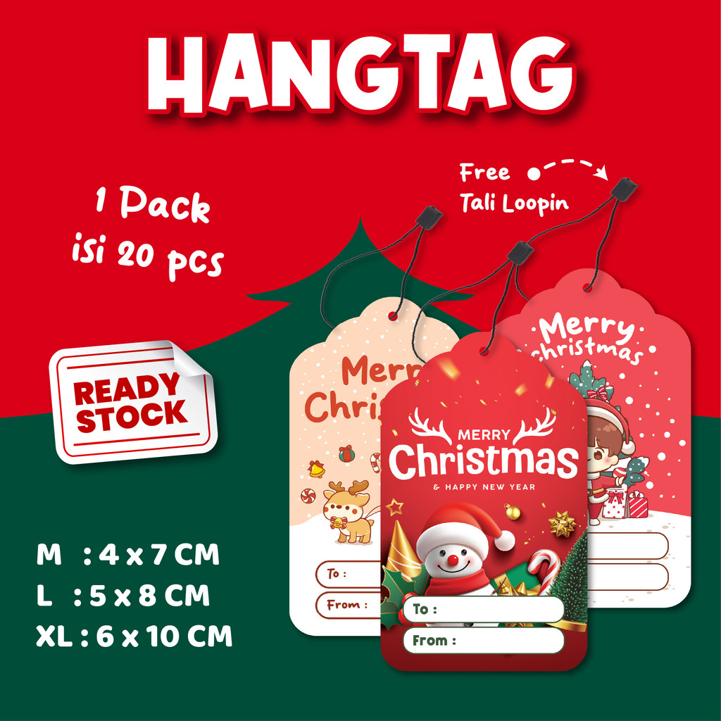 Jual 20pcs Hang Tag Natal Christmas Hangtag Kartu Ucapan Xmas Parcel ...
