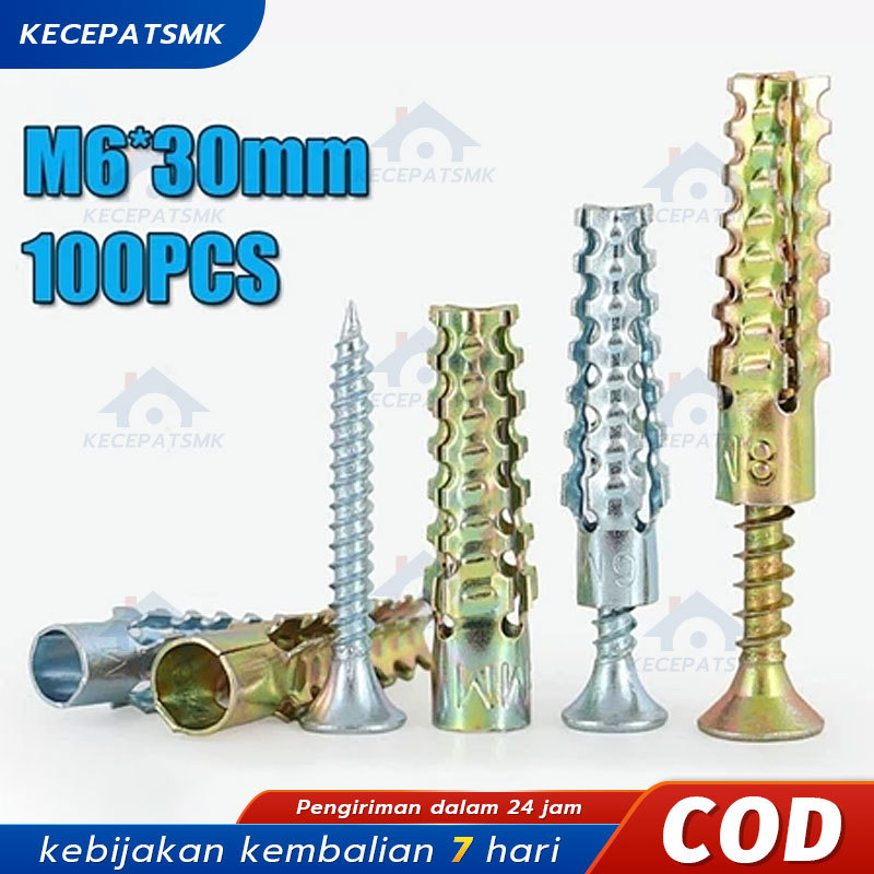 Jual Isi 100set Angkur Baut Tembok Sekrup 6x30mm Angkur Baut Tembok ...