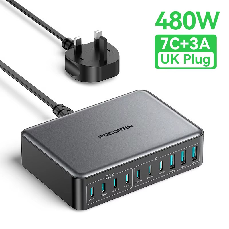 Jual Rocoren 480W USB C arger 10 Ports Type C arging Station Multiple ...