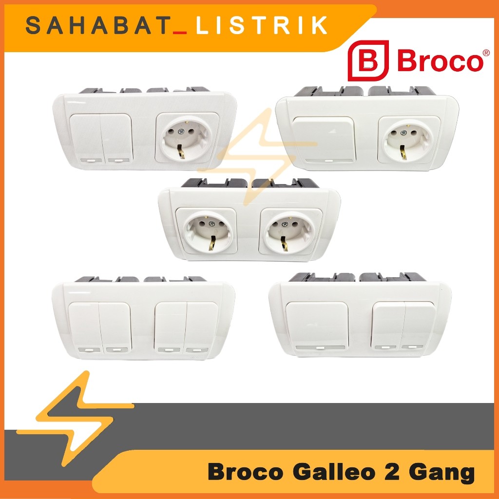 Jual BROCO GALLEO 2 GANG SAKLAR SERI ENGKEL STOP KONTAK - PUTIH ...