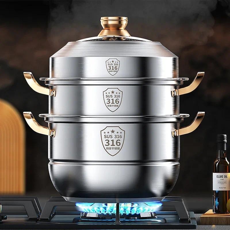 Jual 316 stainless steel steam pot 40cm steamer pot Home appliance 4 ...