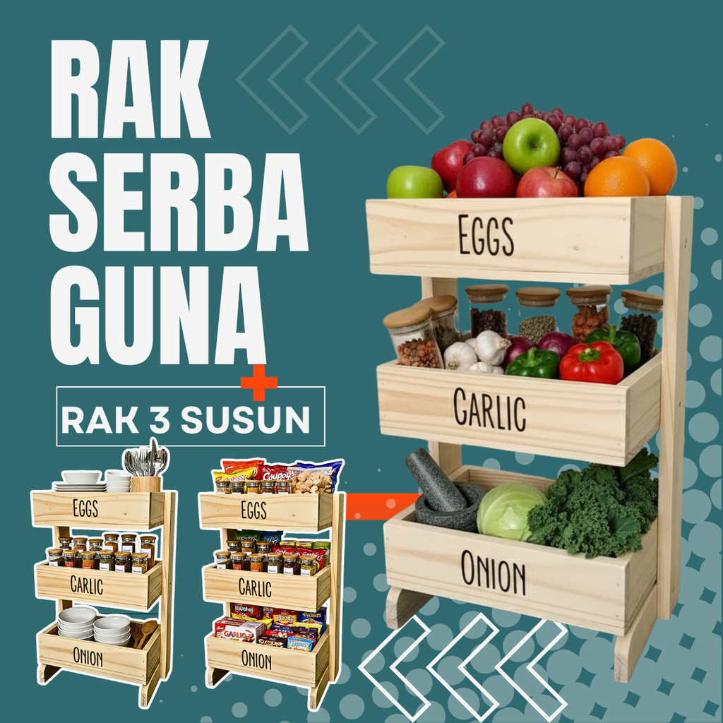 Jual RAK BUMBU SAYUR 3 SUSUN BAHAN KAYU JATI BELANDA | Shopee Indonesia